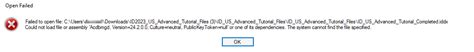 error failed to open file could not load file or assembly the system cannot find the file