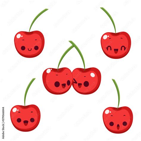 Cerezas Kawaii Illustracion De Cerezas Cerezas De Caricatura Cereza