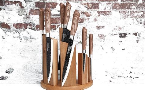 Uniharpa Wooden Semi Circular 360 Magnetic Knife Block Holder Rack
