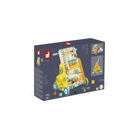 Jouet à pousser en bois Janod Tropik Chariot multi activités