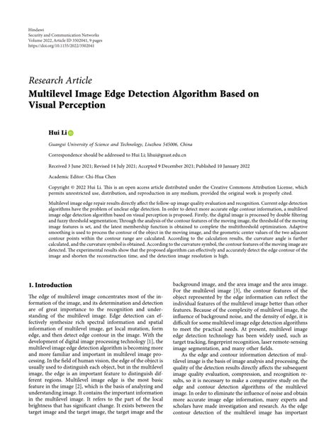 pdf multilevel image edge detection algorithm based on visual perception