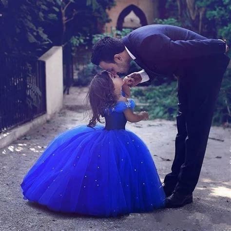Azul Tule vestido de Baile Crianças Princesa Primeiros Vestidos de