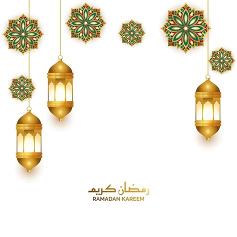 Diseño de ilustración de saludo de linterna de oro de ramadán kareem de
