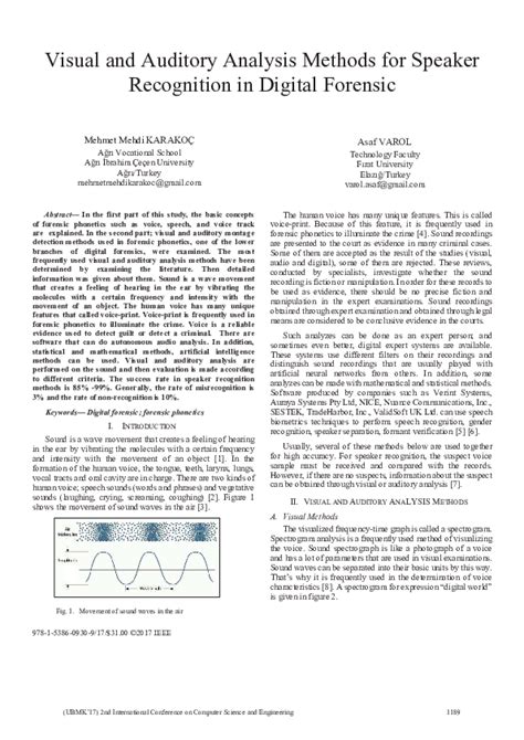pdf visual and auditory analysis methods for speaker recognition in digital forensic mehmet