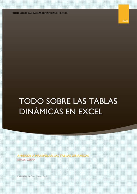Ebook Tablas Dinámicas en Excel TODO SOBRE LAS TABLAS DINMICAS EN