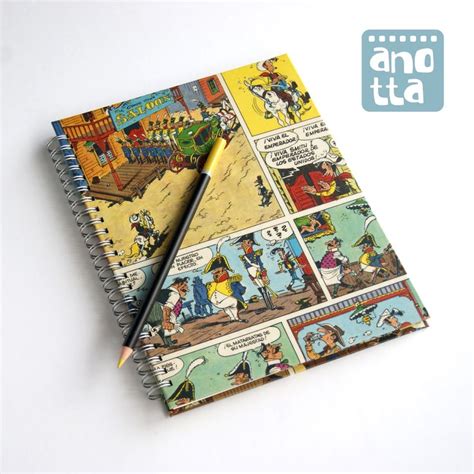Libreta hecha a mano reciclando 4 páginas de un viejo comic de Lucky Luke
