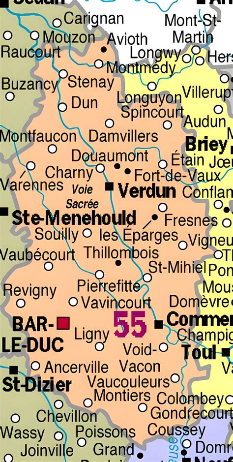 Carte Des Principales Communes De La Meuse