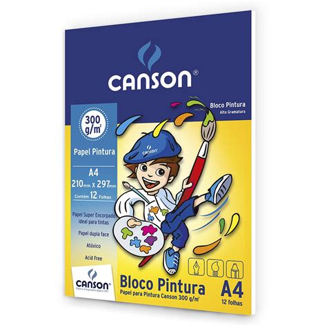 Bloco Pintura A4 300g Canson BL 12 FL Escolar Kalunga