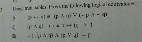 using the truth table prove the following logical equivalence p q≡ p∧ q ∨ ∼ p∧∼ q