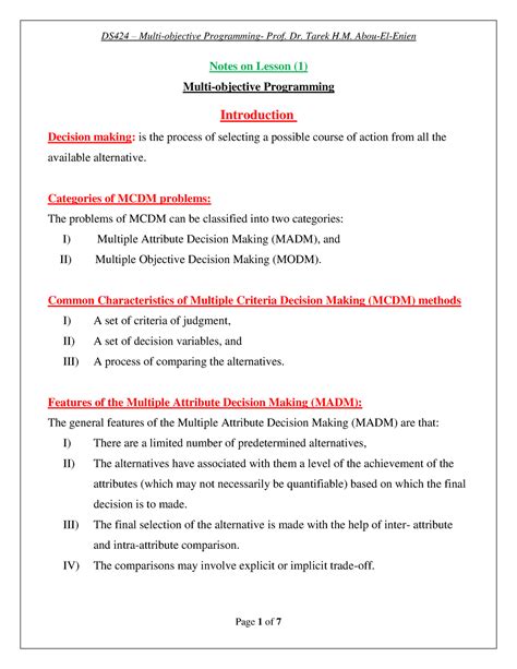 ds424 mop 2022 2023 l1 notes on lesson 1 multi objective programming introduction
