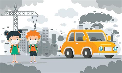 Dibujo conceptual de la contaminación del aire Vector Premium