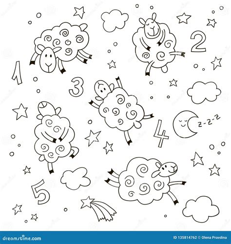 Desenhos Animados Da Boa Noite Ajustados Para Crianças Mão Tirada Para