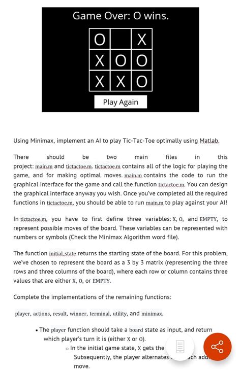 solved using minimax implement an al to play tic tac toe