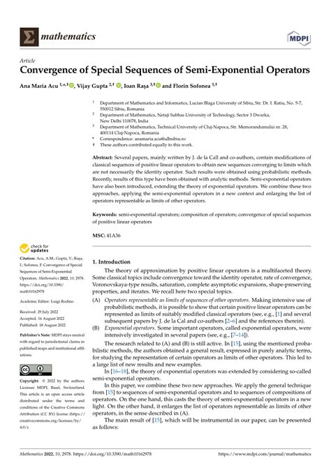 pdf convergence of special sequences of semi exponential operators