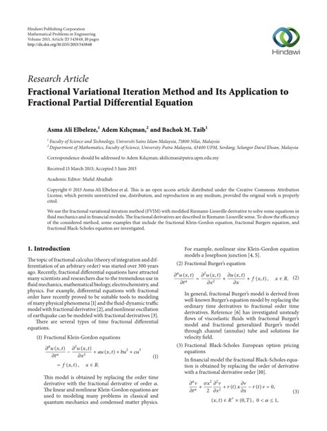 pdf fractional variational iteration method and its application to fractional partial