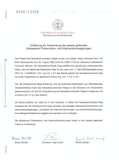 Prävention von sexualisierter Gewalt Neokatechumenaler Weg
