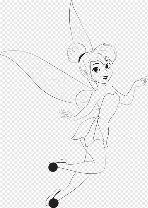 Tinker Bell Fairy Black White Outline Png Pngwing