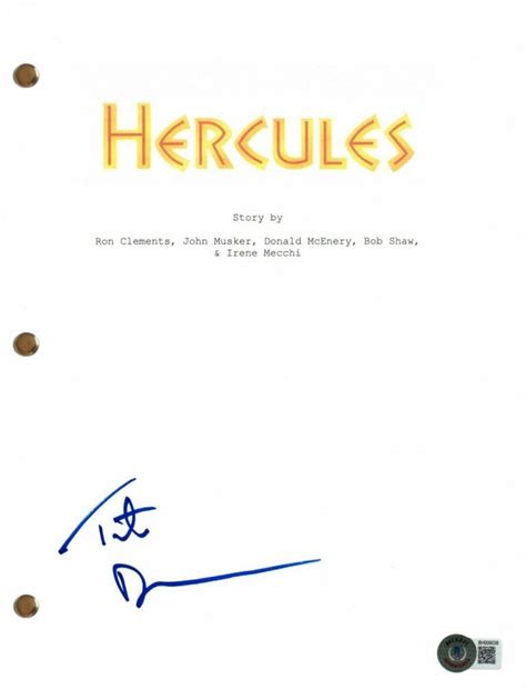 Tate Donovan Signed Autograph Hercules Movie Script Beckett COA Opens