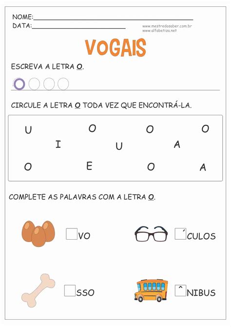 Atividades de Alfabetização Vogais Mestre do Saber Loja