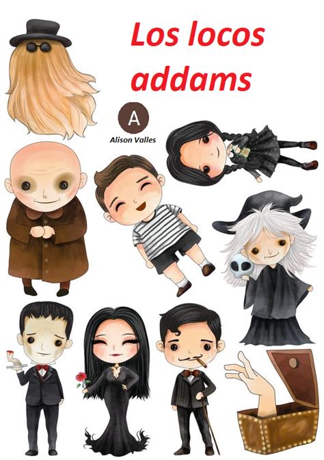 An Image Of Los Locos Addams In Different Styles And Colors Including