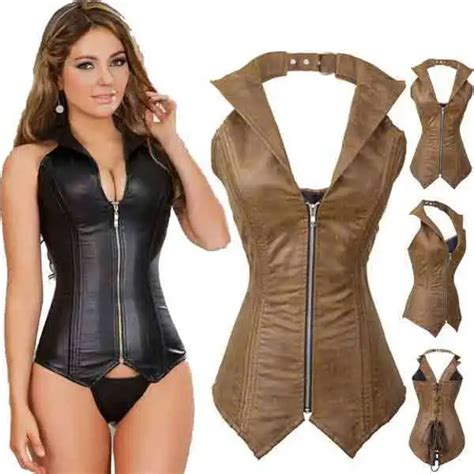 Leather Steampunk Corset Vest Leather Corset Top Faux Leather Steel