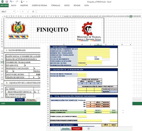 Calculo Automatico De Finiquito Laboral Mexico Archivo Excel Images