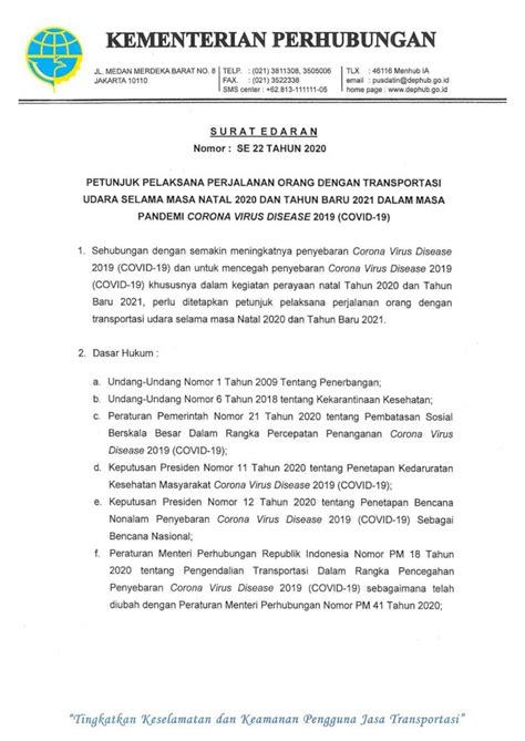 PDF KEMENTERIAN PERHUBUNGANjdih Dephub Go Id Assets Uudocs SE 2020 SE