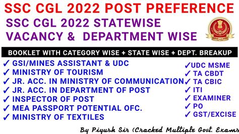 Ssc Cgl State Wise Vacancy 2022 Ssc Cgl Department Wise Vacancies 2022