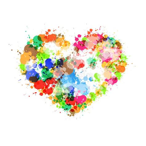 El Símbolo Del Corazón Hecho De Colorido Salpica Las Manchas Blancas