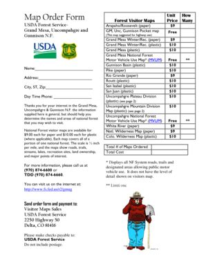 Fillable Online Fs Usda Map Order Form USDA Forest ServiceGrand Mesa