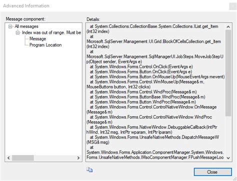 troubleshooting the index was out of range error in ssms dbasco
