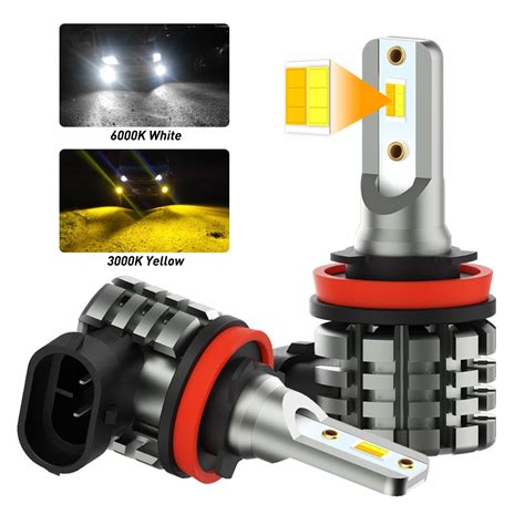 Auxito หลอดไฟตดหมอก H11H8 H9 LED Daytme Runing 6000K สขาวทอง 3000K 2