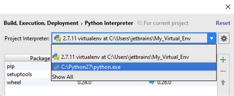 configuring available python interpreters help clion
