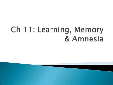 Ppt Ch Learning Memory Amnesia Powerpoint Presentation Id