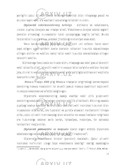 Diplomatik huquq asoslari Юриспруденция Курсовые работы