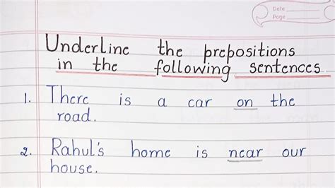 Underline The Prepositions In The Following Sentences Preposition