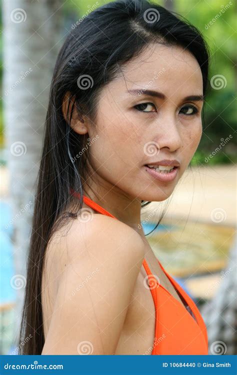 Asian Woman In A Bikini Stock Photo Image