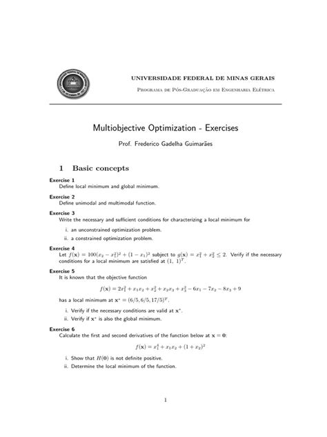 multiobjective optimization exercises 1 basic concepts pdf mathematical optimization