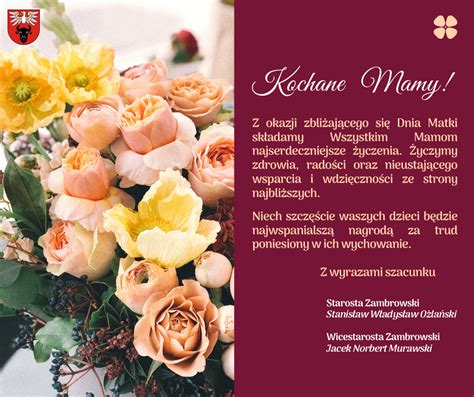 Najlepsze życzenia z okazji Dnia Matki Powiat Zambrowski Portal gov pl
