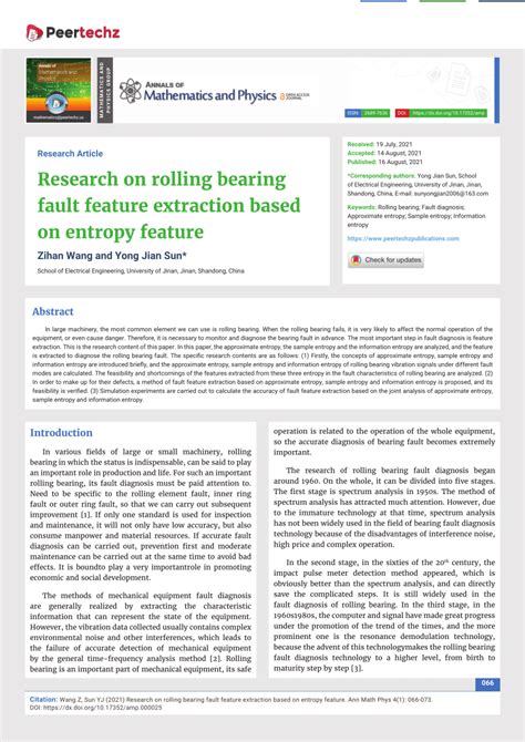 pdf research on rolling bearing fault feature extraction based on entropy feature