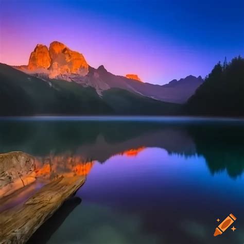Sunset Over A Mountain And Lake On Craiyon