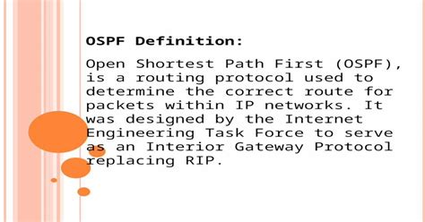 ppt ospf definition open shortest path first ospf is a routing pdfslide