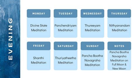 Kundalini Meditation Weekly Calendar Krish Murali Eswar