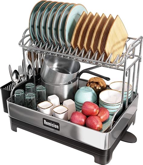 Dish Drying Rack Romision 304 Stainless Steel 2 Tier Large Dish Rack