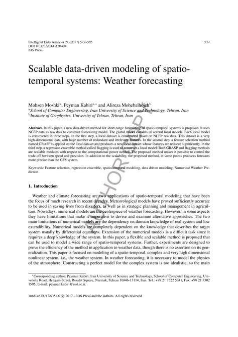 PDF Scalable Data Driven Modeling Of Spatio Temporal Systems Weather