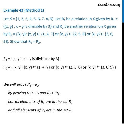 example 43 let x {1 2 3 4 5 6 7 8 9} let r1 be relation