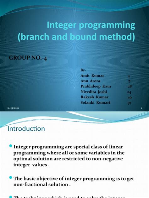 integer programming branch and bound method group no 4 pdf applied mathematics matrix