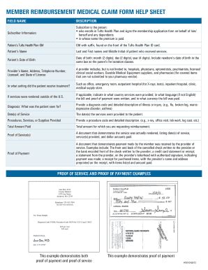Fillable Online Member Reimbursement Medical Claim Form Help Sheet Fax