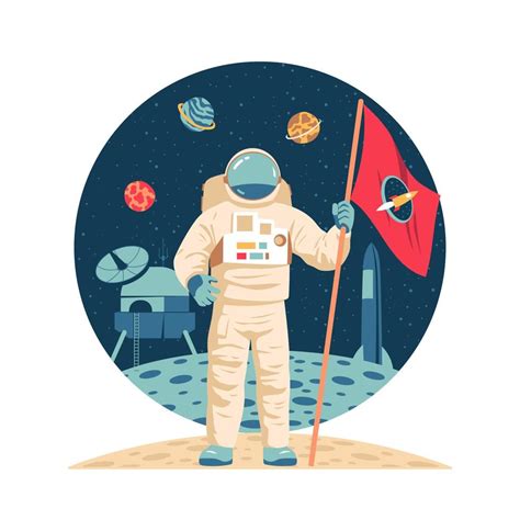Astronaut Landed On The Moon 7294007 Vector Art At Vecteezy