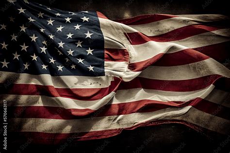 American Flag Of The United States Of America Background With A